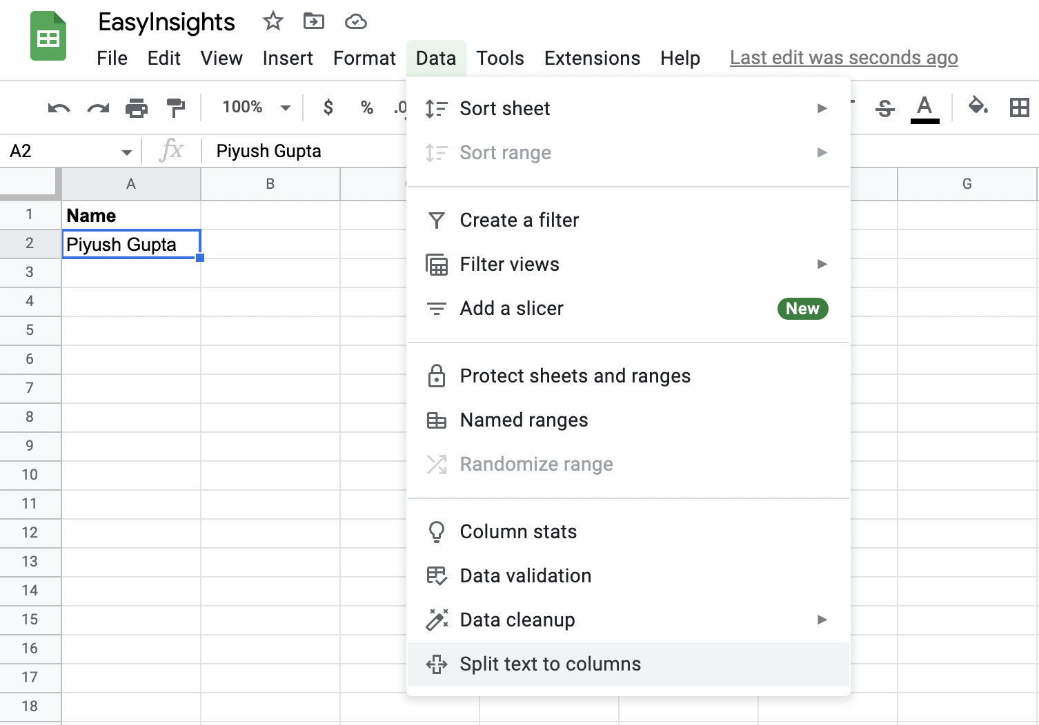 A Complete Guide to Split Cells in GSheets | EasyInsights